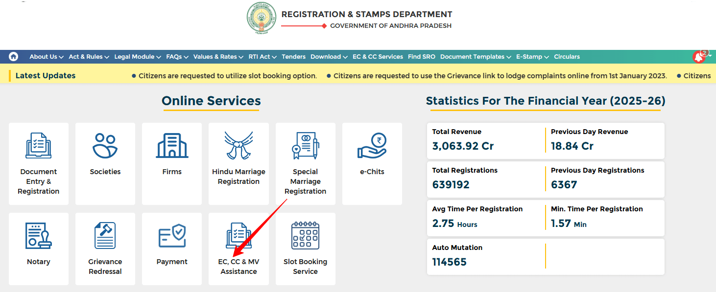 Encumbrance Certificate AP - View EC & CC Service Online